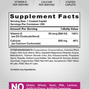 Nature's Truth Calcium 600mg with Vitamin D3 | 250 Tablets | Calcium Carbonate Supplement | Vegetarian, Non-GMO & Gluten Free