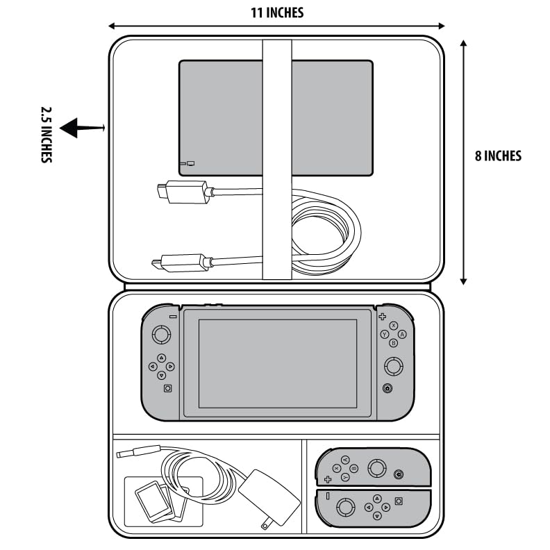 USA Gear Carrying Case Compatible with Nintendo Switch, Gamecube Controller, Adapter, Pro-Controller, and More Gaming Accessories - Customizable Interior, Shoulder Strap, and Padded Interior - Black