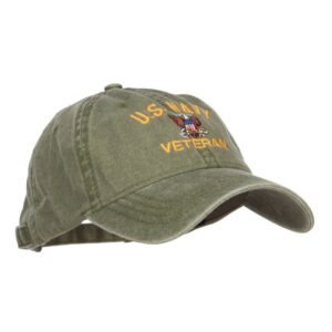 e4Hats.com US Navy Veteran Military Embroidered Washed Cap - Olive OSFM