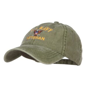 e4Hats.com US Navy Veteran Military Embroidered Washed Cap - Olive OSFM