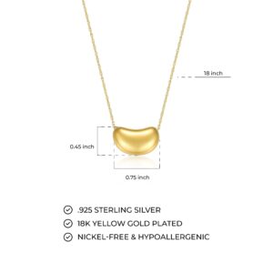 MORGAN & PAIGE 18K Yellow Gold Plated .925 Sterling Silver 12mm Bean Necklace, 18"