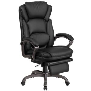 flash furniture martin high back black leathersoft executive reclining ergonomic swivel office chair with outer lumbar cushion and arms