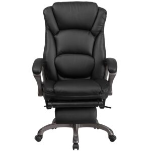 Flash Furniture Martin High Back Black LeatherSoft Executive Reclining Ergonomic Swivel Office Chair with Outer Lumbar Cushion and Arms