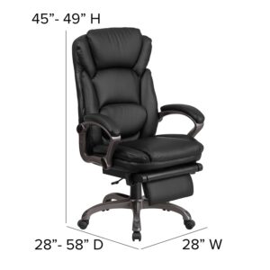 Flash Furniture Martin High Back Black LeatherSoft Executive Reclining Ergonomic Swivel Office Chair with Outer Lumbar Cushion and Arms