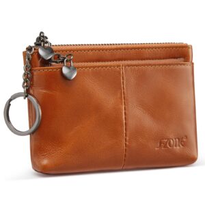 s-zone genuine leather coin purse women small change wallet pouch card holder with keychain gift box