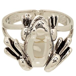 glamour rings polished silvertone frog fashion ring with moveable legs size 8