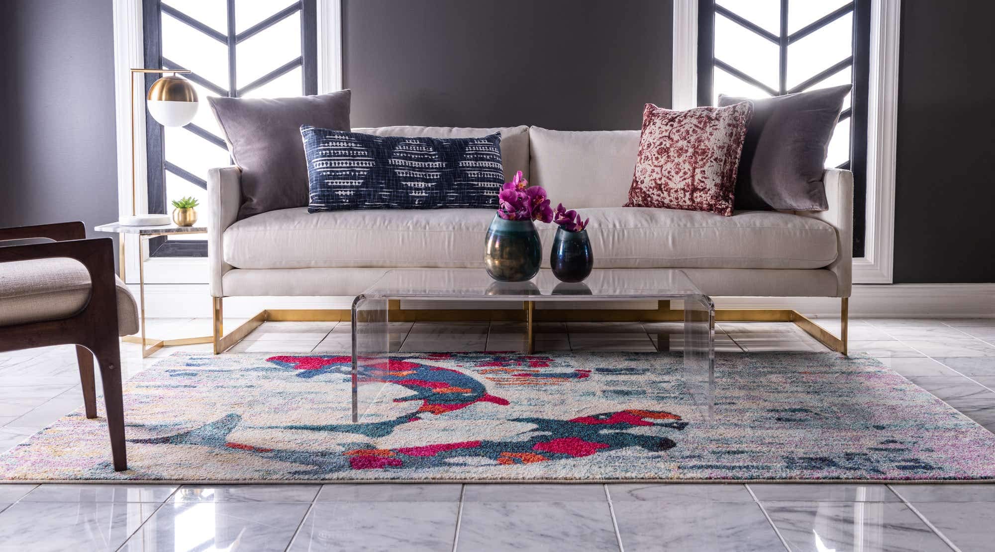 Unique Loom Positano Collection Coastal Modern Koi Fish Beige Area Rug (8' x 10')