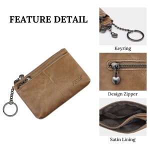 S-ZONE Genuine Leather Coin Purse Women Small Change Wallet Pouch Card Holder with Keychain Gift Box