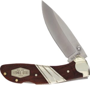 old timer 31otcp medium lockback 6.5in high carbon s.s. traditional folding pocket knife with 2.9in drop point blade and wood handle for hunting, whittling, carving, camping, edc, one size, black