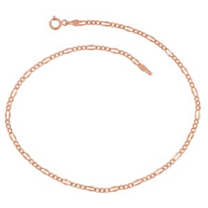 kooljewelry 14k rose gold 2 mm figaro link chain bracelet (7.5 inch)