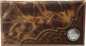 ariat men's distressed corner over circle rodeo wallet