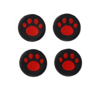 analog silicone thumb stick grips cap joystick thumbsticks caps cover for ps4 ps3 xbox one xbox 360 ps2 game controllers (4 x red cat dog paw)