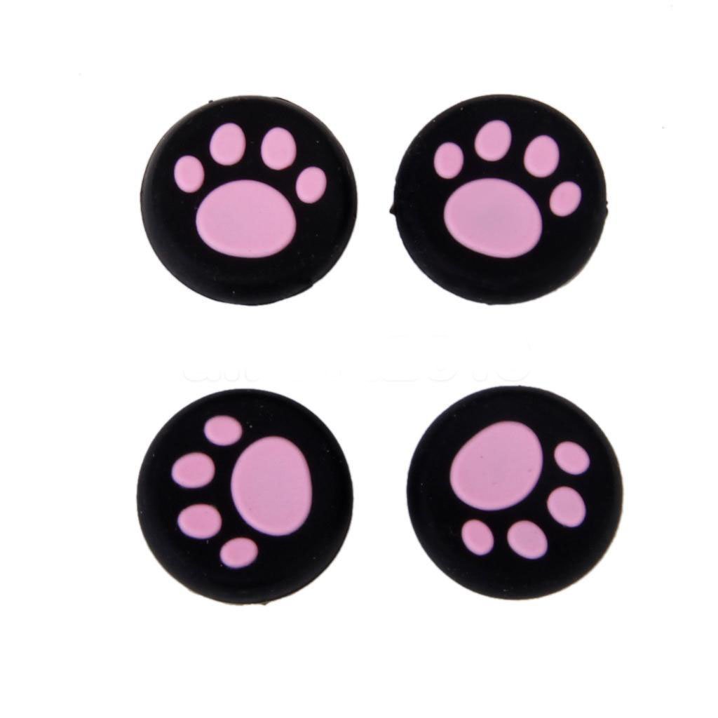 Analog Silicone Thumb Stick Grips Cap Joystick ThumbSticks Caps Cover for PS4 PS3 Xbox One Xbox 360 PS2 Game Controllers (4 x Pink Cat Dog Paw)