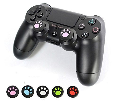 Analog Silicone Thumb Stick Grips Cap Joystick ThumbSticks Caps Cover for PS4 PS3 Xbox One Xbox 360 PS2 Game Controllers (4 x Pink Cat Dog Paw)