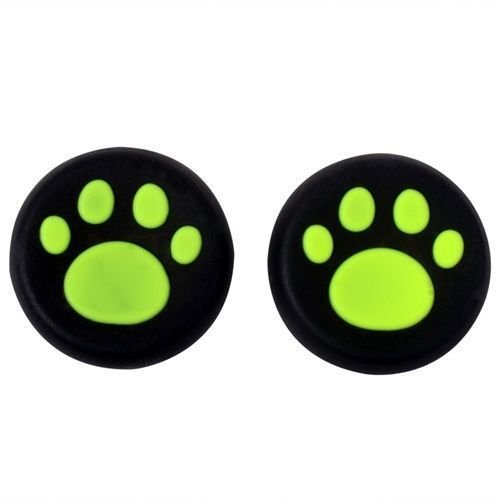 Ambertown Analog Silicone Thumb Stick Grips Cap Joystick ThumbSticks Caps Cover for PS4 PS3 Xbox One Xbox 360 PS2 Game Controllers (2 x Green Cat Dog Paw)