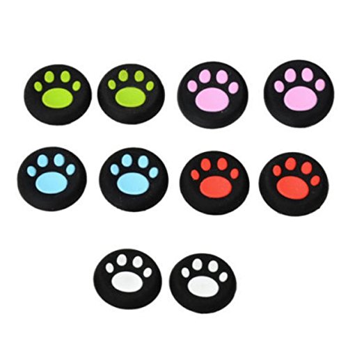 Analog Silicone Thumb Stick Grips Cap Joystick ThumbSticks Caps Cover for PS4 PS3 Xbox One Xbox 360 PS2 Game Controllers (10 pcs Cat Dog Paw)