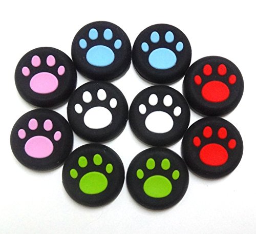 Analog Silicone Thumb Stick Grips Cap Joystick ThumbSticks Caps Cover for PS4 PS3 Xbox One Xbox 360 PS2 Game Controllers (10 pcs Cat Dog Paw)