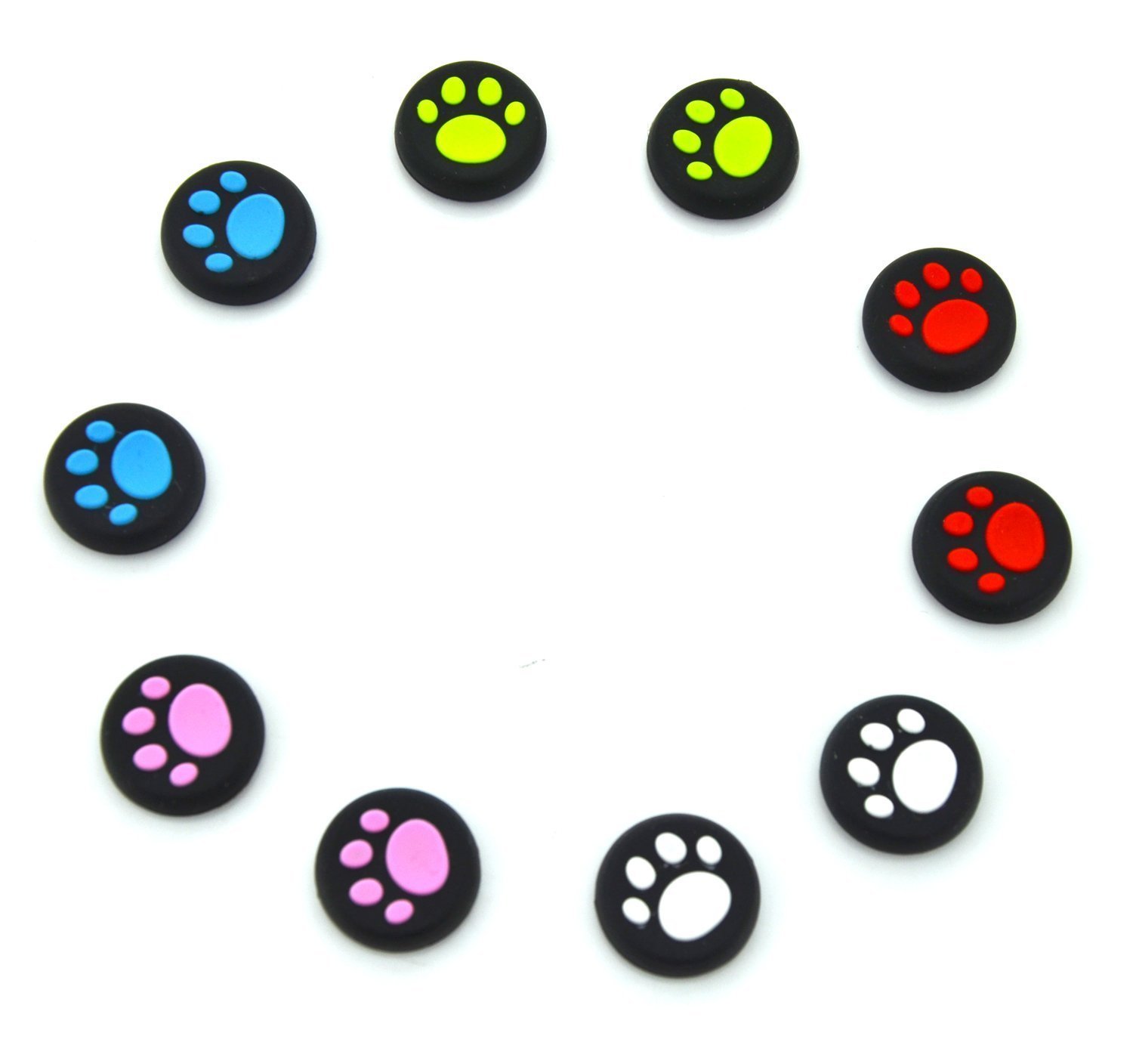 Analog Silicone Thumb Stick Grips Cap Joystick ThumbSticks Caps Cover for PS4 PS3 Xbox One Xbox 360 PS2 Game Controllers (10 pcs Cat Dog Paw)