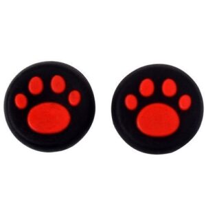 ambertown analog silicone thumb stick grips cap joystick thumbsticks caps cover for ps4 ps3 xbox one xbox 360 ps2 game controllers (2 x red cat dog paw)