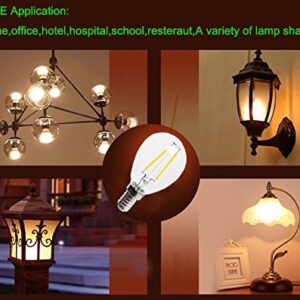 CTKcom 2W G45 Candelabra LED Bulbs Dimmable(4 Pack)- E14 Base Vintage Edison Incandescent Bulb 20W Equivalent 6000K Daylight White Bulbs for Home,Pendant Light,Sconces,Light Fixtures AC110V~130V