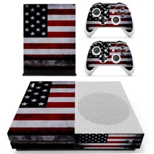 uushop protective vinyl skin stickers for microsoft xbox one s with two free wireless controller decals usa flag us