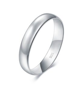 boruo silver ring – 925 pure sterling silver ring - sterling silver rings for women – elegant silver band rings for women and men - gifts for special occasions 4mm ring size 9