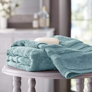 member's mark hotel premier collection 100% cotton luxury bath towel, blue denim