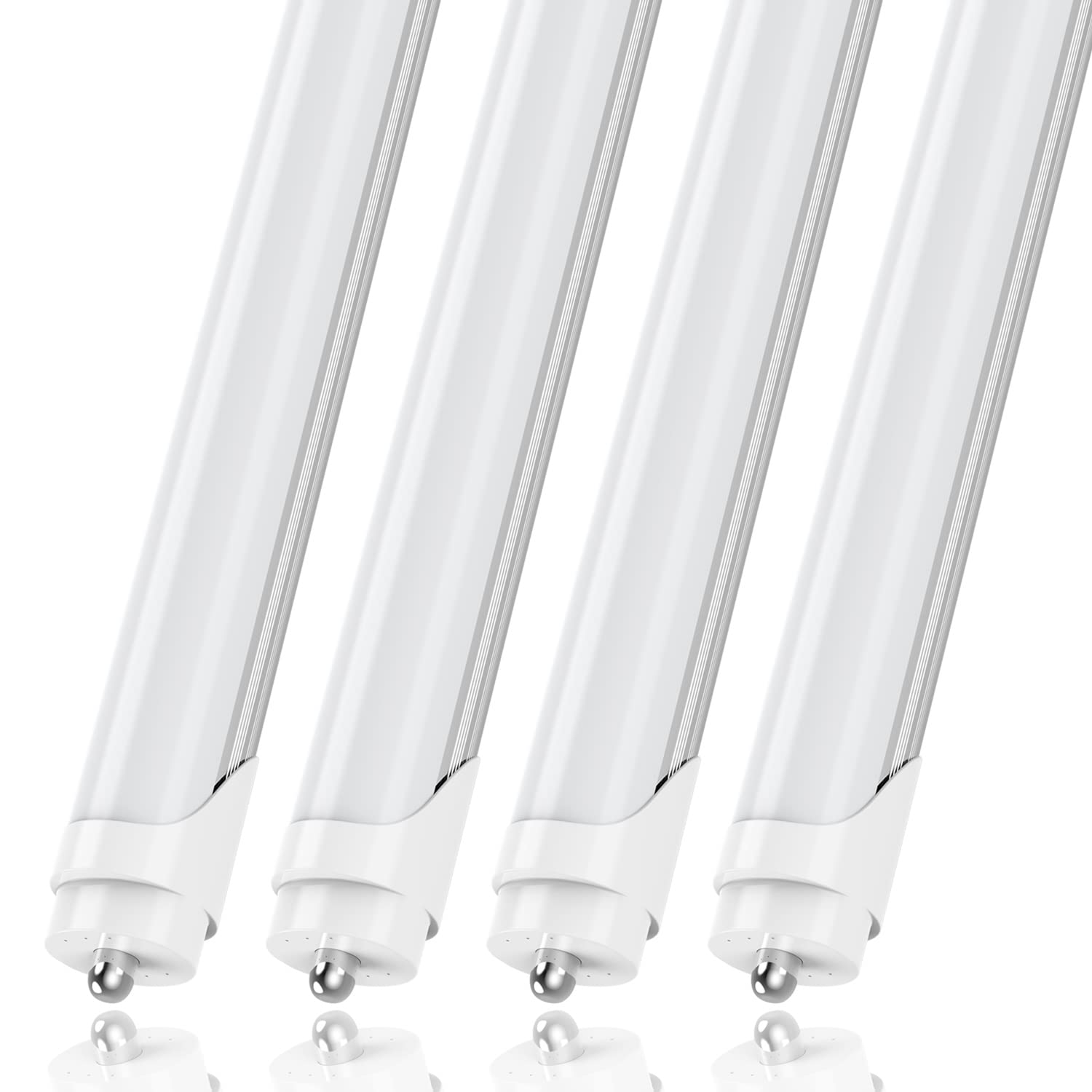 CNSUNWAY 8FT LED Bulbs, 45W 5400LM 5000K, Super Bright, T8 T10 T12 LED Tube Lights, FA8 Single Pin LED Lights, Frosted Cover, Ballast Bypass, Fluorescent Light Bulbs Replacement (Pack of 4)