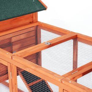 PawHut Dual Wooden Chicken Coop with Garden Bed, Large Outdoor Hen House with Nesting Boxes Removable Trays, Ramps Run, for Garden Backyard, 123" x 27.5" x 42.5", Natural Wood