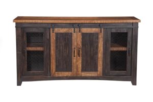 martin svensson home santa fe 70" solid wood tv stand, antique black and aged distressed pine