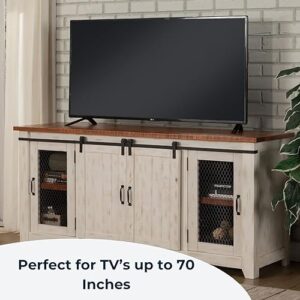 Martin Svensson Home Taos 70" TV Stand | Antique White & Aged Distressed Pine