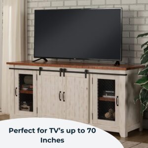 Martin Svensson Home Taos 70" TV Stand | Antique White & Aged Distressed Pine