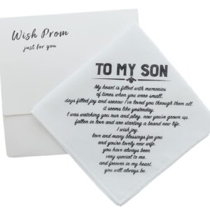 Wedding Handkerchief to My Son Gift from Mom or Dad, White Handkerchiefs from Parents in Wedding Keepsake For Perfect Moments