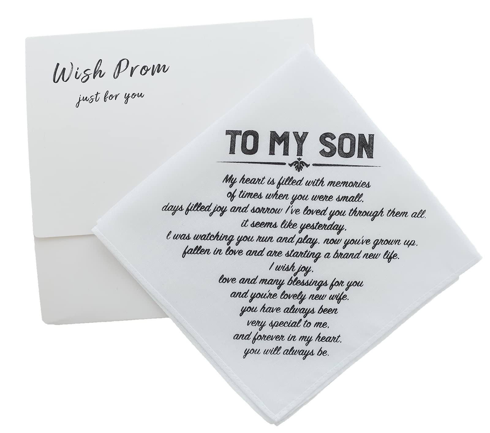 Wedding Handkerchief to My Son Gift from Mom or Dad, White Handkerchiefs from Parents in Wedding Keepsake For Perfect Moments