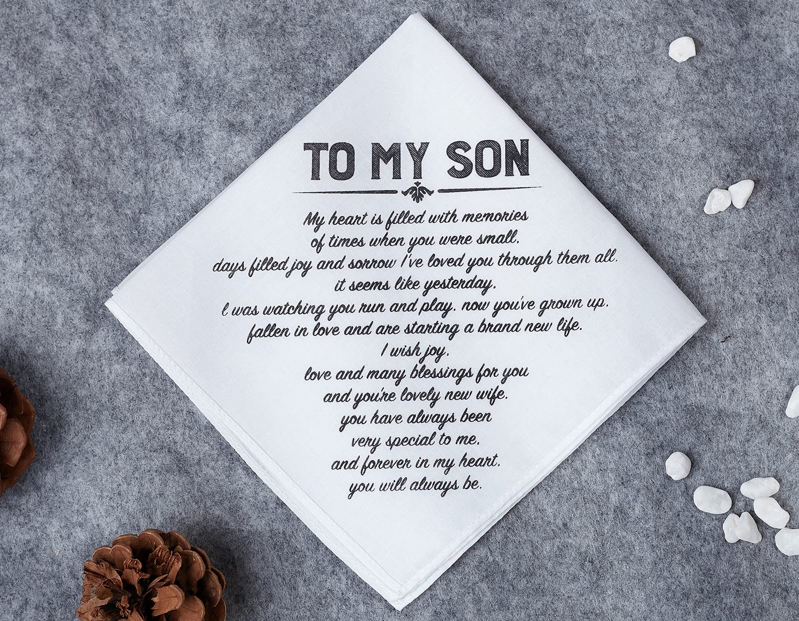 Wedding Handkerchief to My Son Gift from Mom or Dad, White Handkerchiefs from Parents in Wedding Keepsake For Perfect Moments