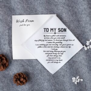 Wedding Handkerchief to My Son Gift from Mom or Dad, White Handkerchiefs from Parents in Wedding Keepsake For Perfect Moments