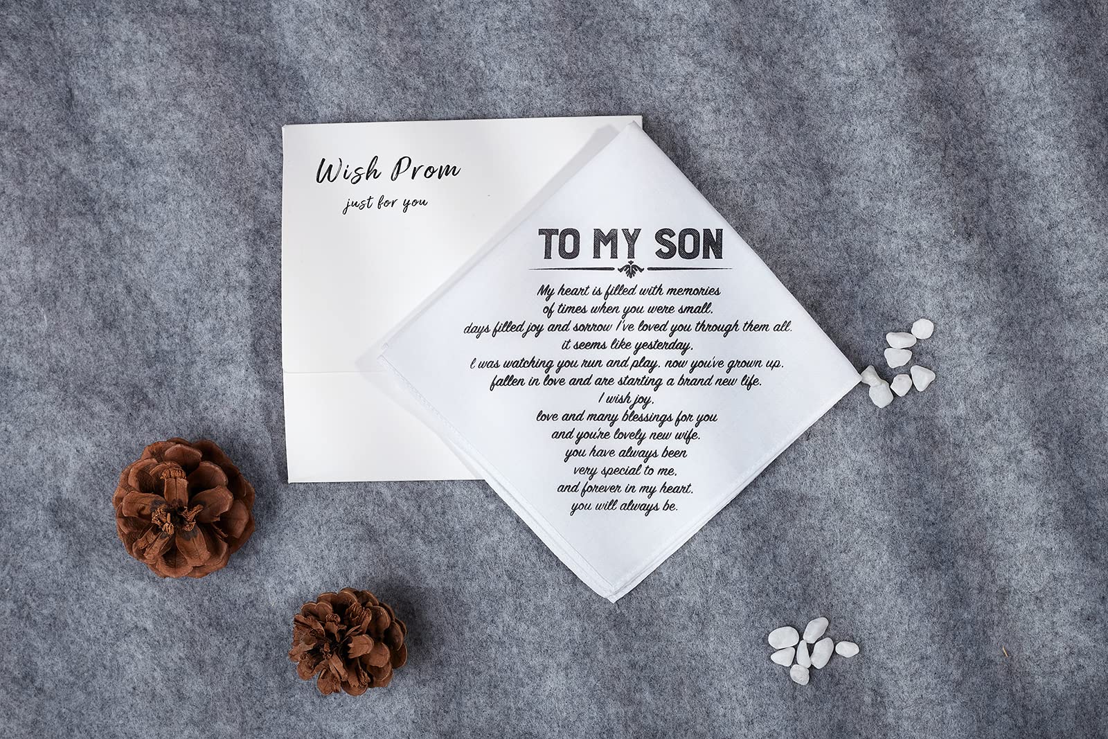 Wedding Handkerchief to My Son Gift from Mom or Dad, White Handkerchiefs from Parents in Wedding Keepsake For Perfect Moments