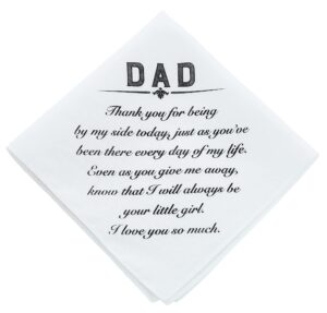 father of the bride handkerchief gifts to dad wedding gift from daughter, white handkerchiefs for bridal's father, wedding keepsake for perfect moments