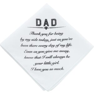 Father Of The Bride Handkerchief Gifts To Dad Wedding Gift From Daughter, White Handkerchiefs For Bridal's Father, Wedding Keepsake For Perfect Moments