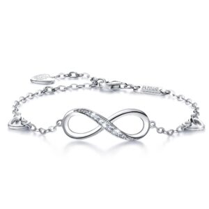 billie bijoux womens 925 sterling silver infinity endless love symbol charm adjustable bracelet for women