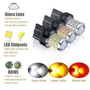 iBrightstar Newest 9-30V Super Bright Low Power 7443 7440 T20 LED Bulbs with Projector Replacement for Back Up Reverse Lights or Tail Brake Lights, Xenon White