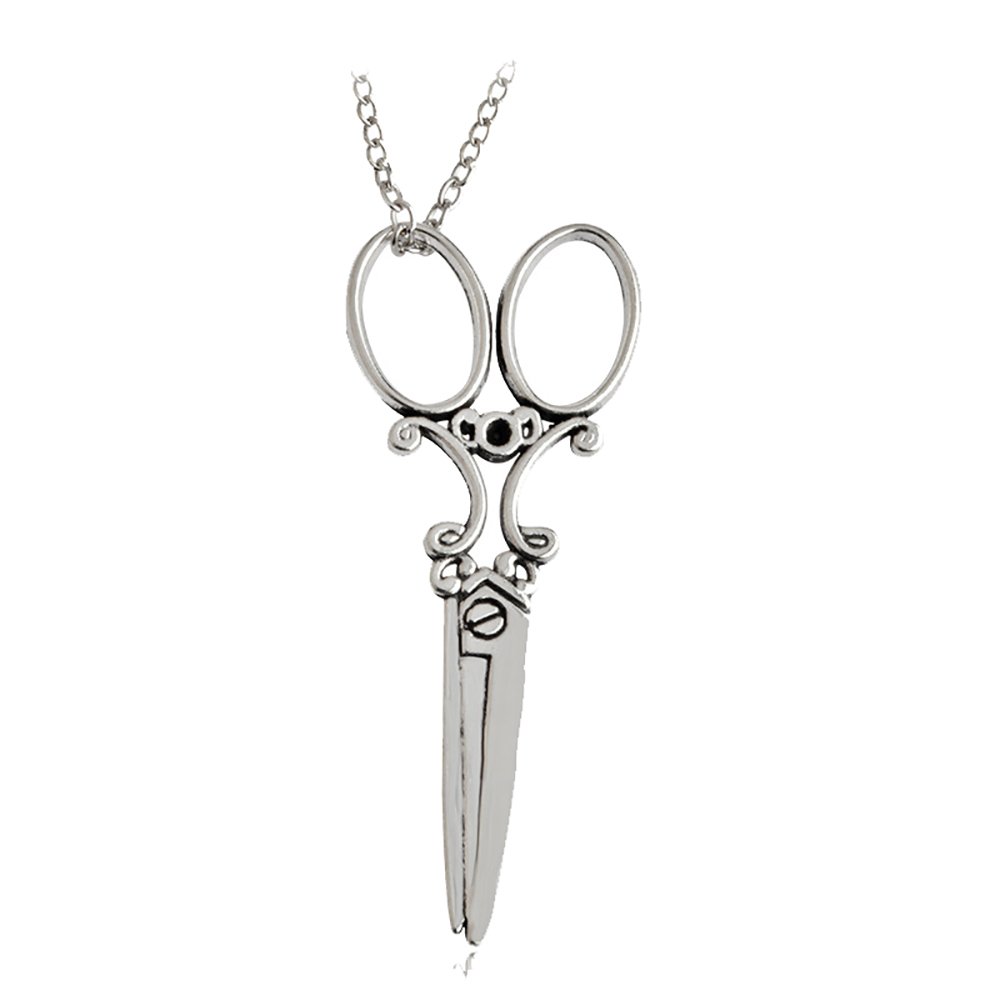 Meiligo® Fashion Woman Hairdresser Scissors Comb Stylist Pendant Chain Necklace (Silver-2)