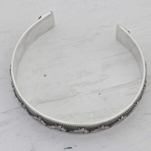 NOVICA Artisan Handmade Sterling Silver Cuff Bracelet Artisan Crafted Horse Theme India [5.75 in L (end to End) x 0.6 in W] ' Procession of Horses'