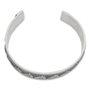 NOVICA Artisan Handmade Sterling Silver Cuff Bracelet Artisan Crafted Horse Theme India [5.75 in L (end to End) x 0.6 in W] ' Procession of Horses'