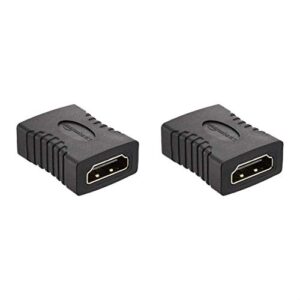 amazon basics hdmi female to female coupler adapter (2 pack), 29 x 22mm, black