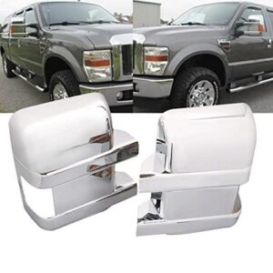 chrome side door full towing mirror add-on style cover trims compatible with ford f250 f350 f450 super duty 2008-2016