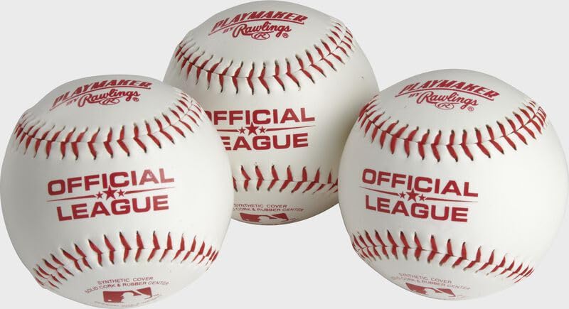 Rawlings Official League Playmaker PMBB Baseball for Pitching Machines, Youth Baseball, T-Ball, Practice, Recreation, and Autographs with Red Markings and MLB Logo (Single Ball)