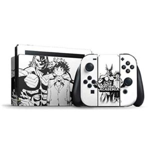 skinit decal gaming skin compatible with nintendo switch bundle - officially licensed funimation all might and deku black and white design