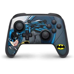 skinit decal gaming skin compatible with nintendo switch pro controller - officially licensed warner bros batman ready for action design