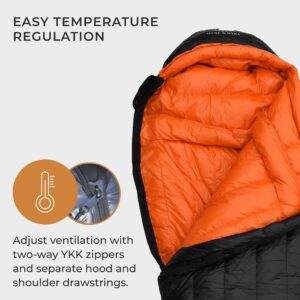 Hyke & Byke Eolus 0°F Cold Weather Mummy Hiking & Backpacking Sleeping Bag - Goose Down 800 FP 4 Season Sleeping Bags for Adults - Ultralight with Compression Stuff Sack